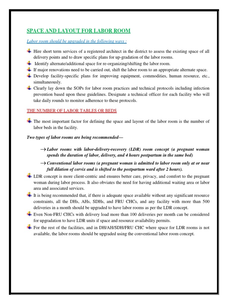 Space and Layout For Labor Room | Download Free PDF | Caesarean Section ...