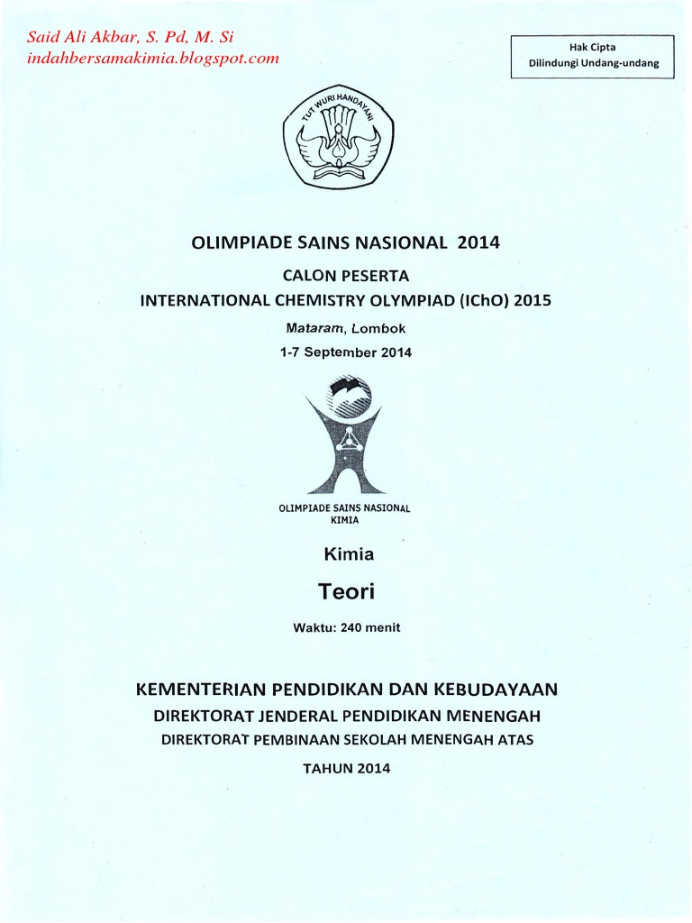 Soal Teori Kimia OSN 2014 | PDF