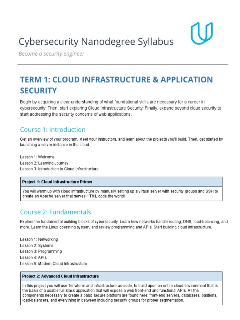 Cybersecurity Nanodegree Syllabus PDF | PDF | Cloud Computing ...