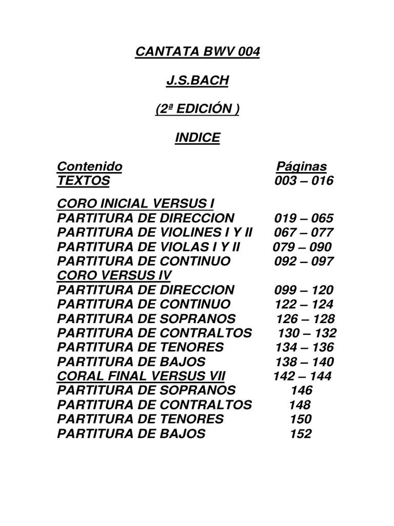 Imslp18119-Cantata BWV 004 - J.s.bach - Textos y Partituras PDF | PDF | Coro | Bach Werke ...