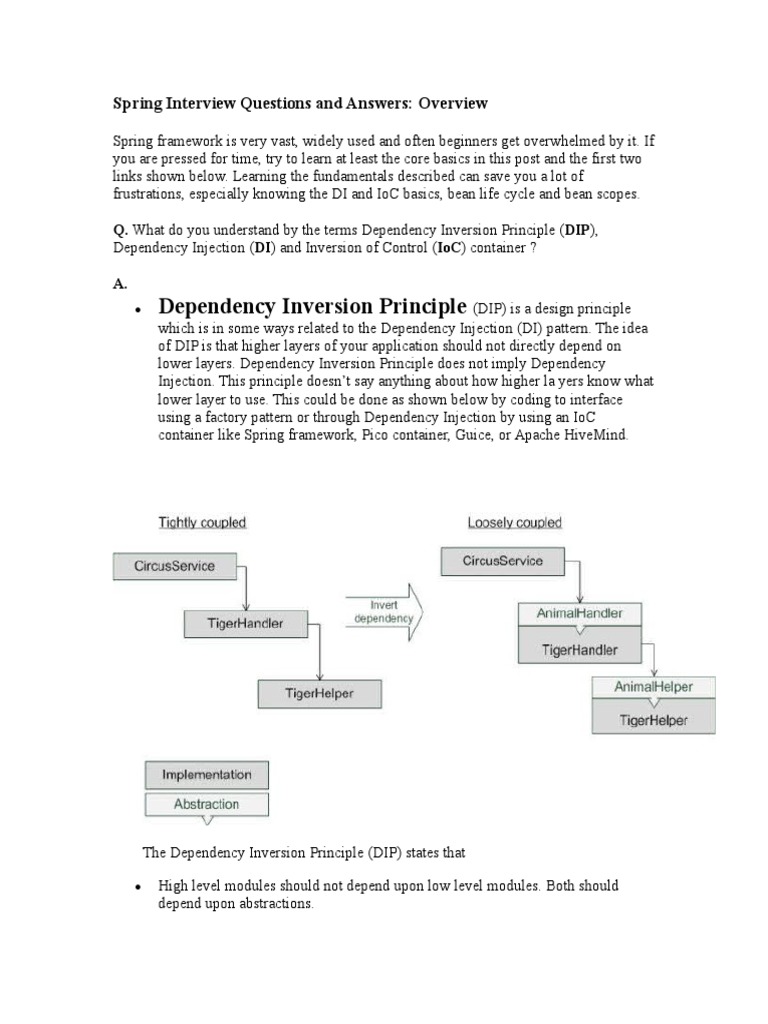 Spring Interview Questions and Answers | PDF | Spring Framework ...