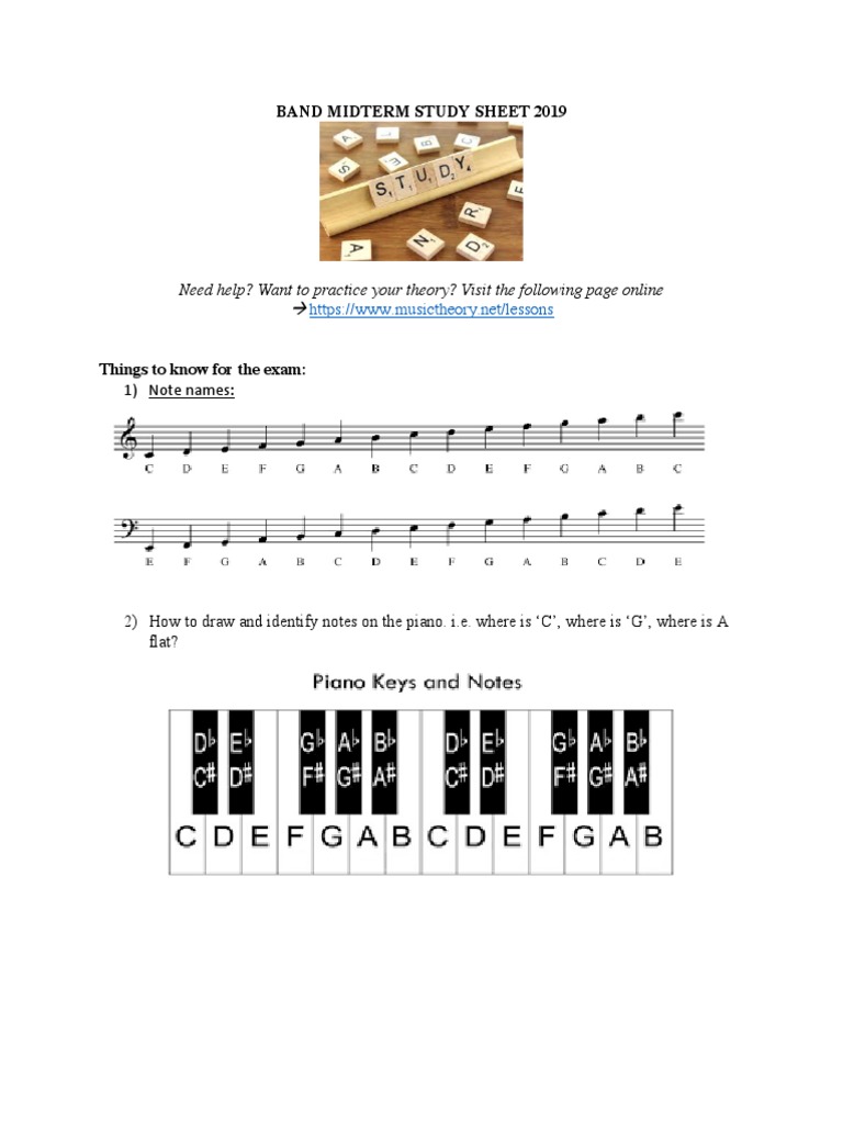 Band Midterm Study Sheet 2019 | PDF