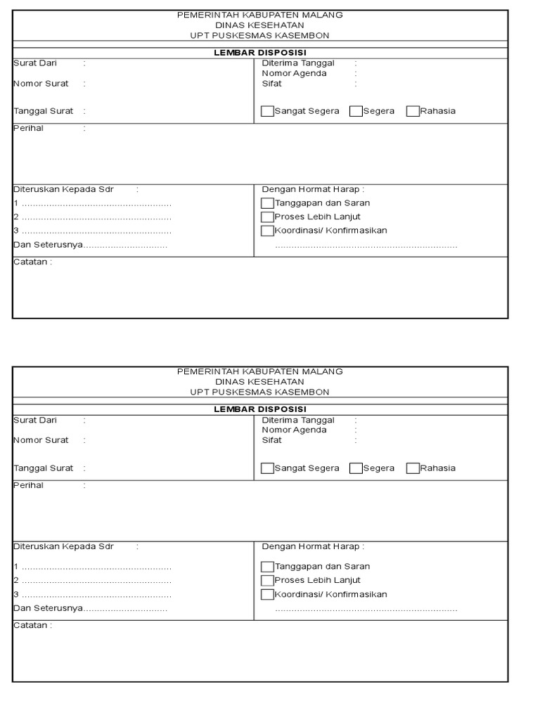 Lembar Disposisi 2019 | PDF