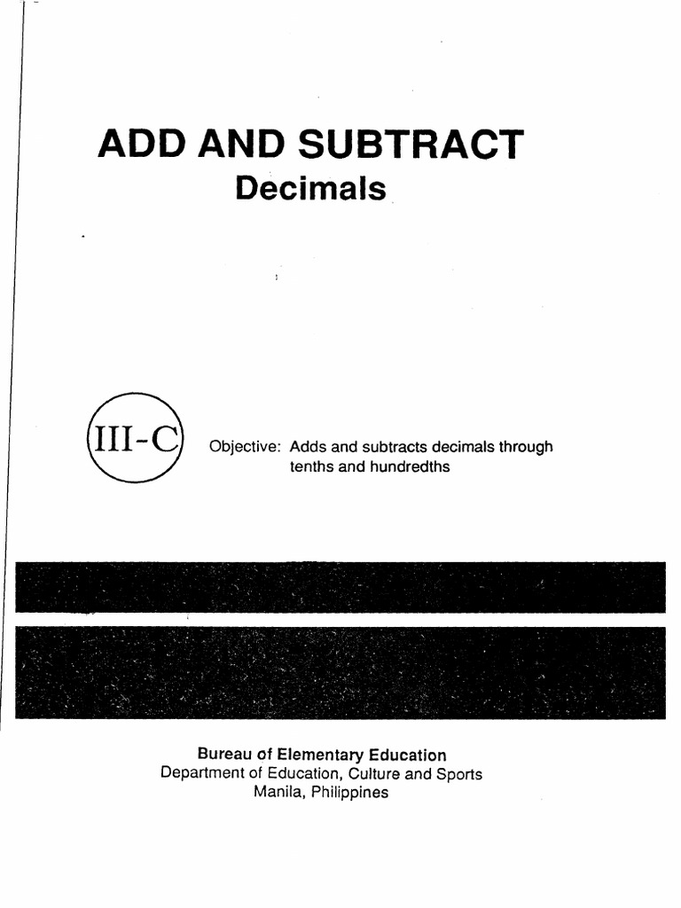 Adding and Subtracting Decimals Guide | PDF | Subtraction | Numbers