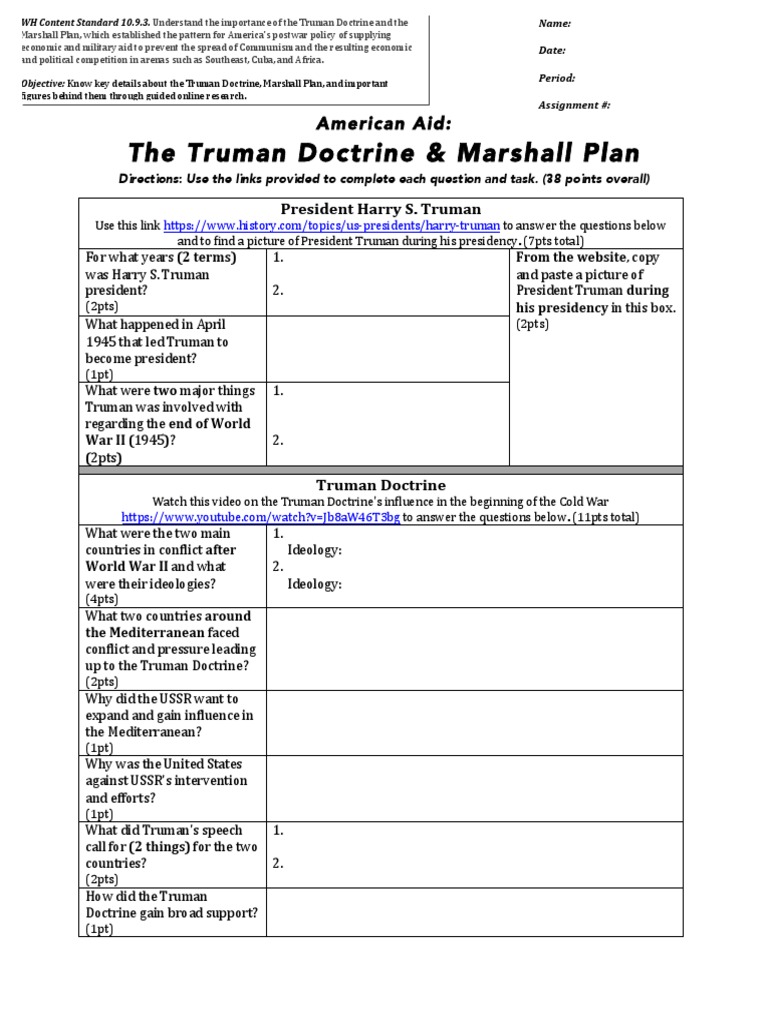 American Aid-The Truman Doctrine Marshall Plan | PDF | Marshall Plan ...