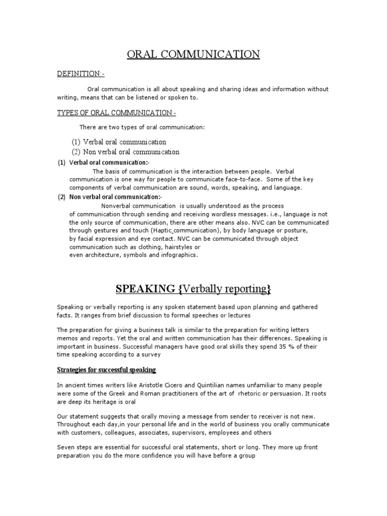 Oral Communication: Speaking ( | Download Free PDF | Communication ...