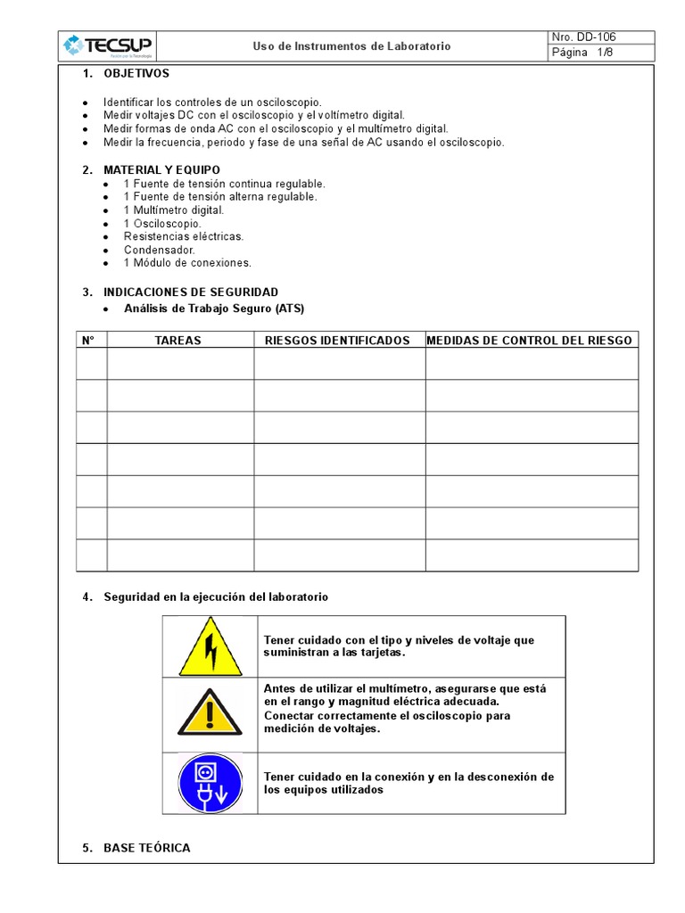Medición con Osciloscopio y Multímetro | PDF | voltaje | Electrónica