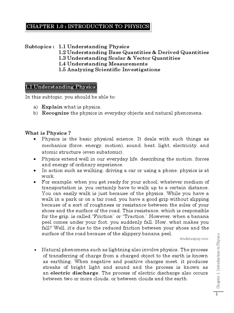 Chapter 1.0: Introduction To Physics | PDF | International System Of ...