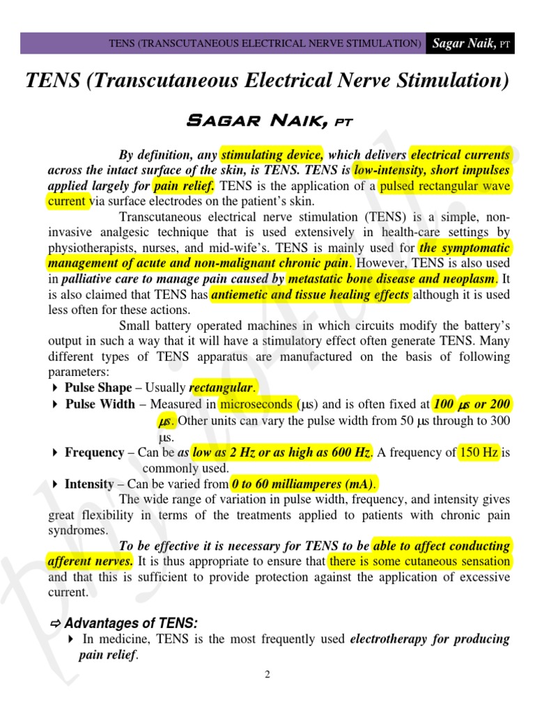 TENS (Transcutaneous Electrical Nerve Stimulation) | Download Free PDF ...