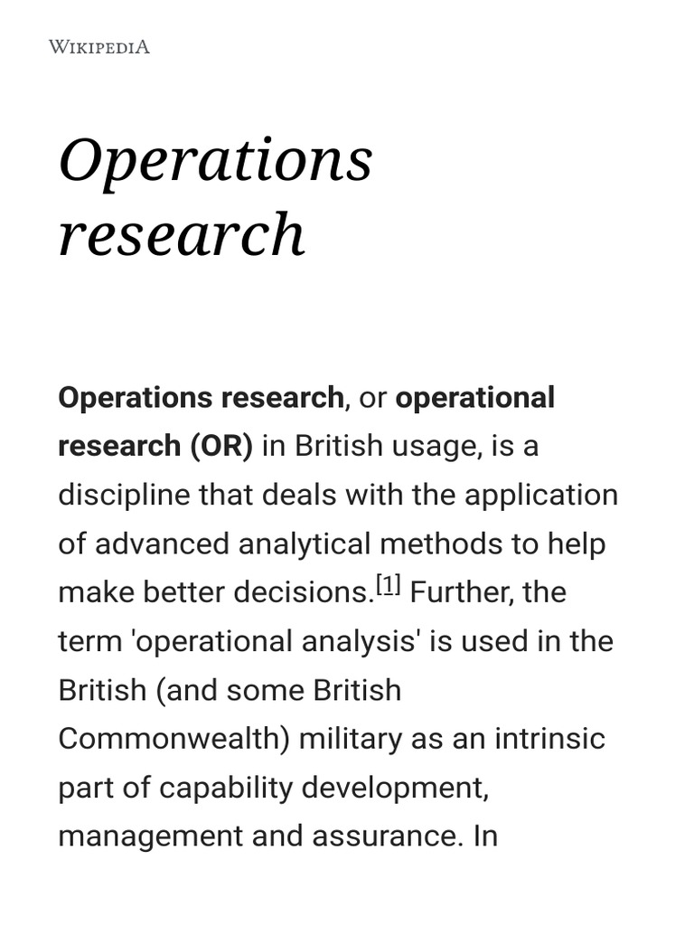 Operations Research | PDF | Operations Research | Science And Technology