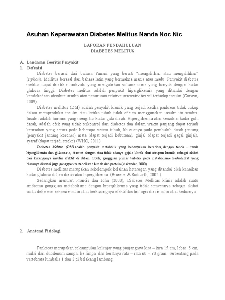 Diagnosa Keperawatan Diabetes Melitus Nanda | PDF | Kesehatan Holistik