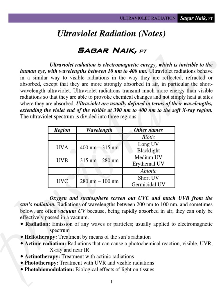Ultraviolet Radiation PDF | PDF | Ultraviolet | Electromagnetic Spectrum