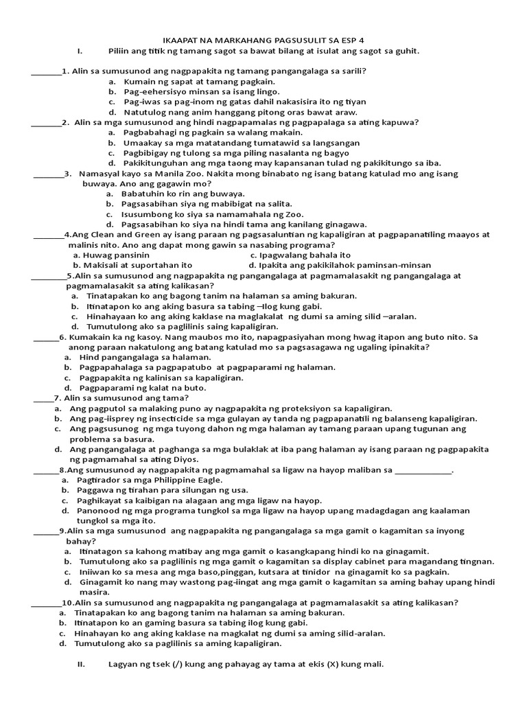 ESP - FOURTH - QUARTER - EXAM - Docx Filename UTF-8''ESP FOURTH QUARTER ...