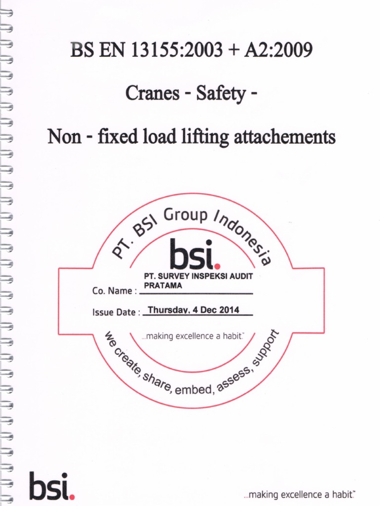 BS EN 13155-2003-A2-2003 Cranes-Safety-Non-Fixed Load Lifting ...