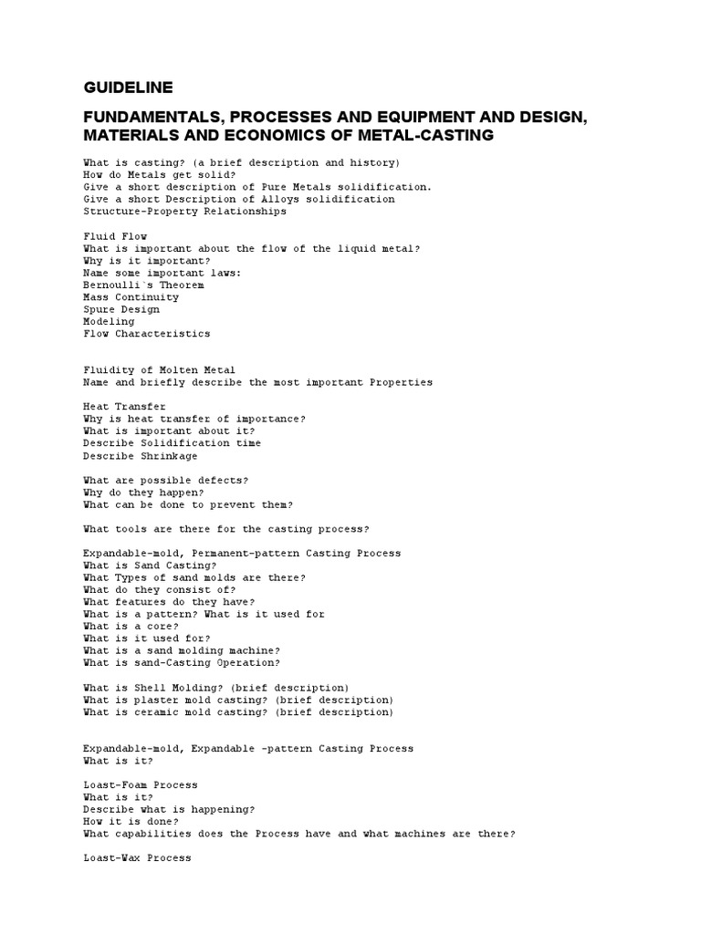 Guideline Casting | PDF | Casting (Metalworking) | Casting