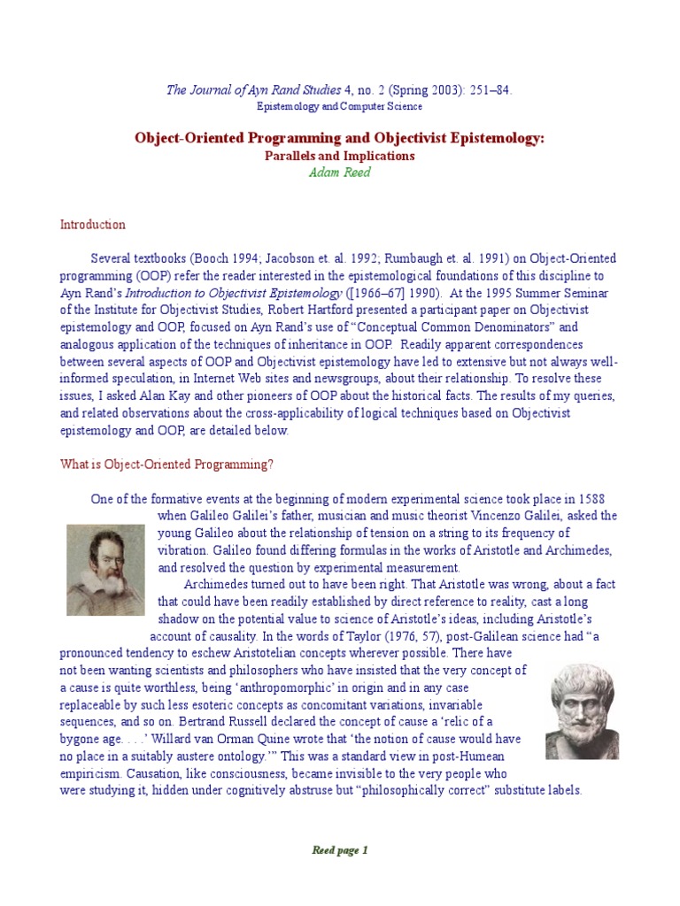 Essay - Object Oriented Programming and Objectivism PDF | Download Free ...