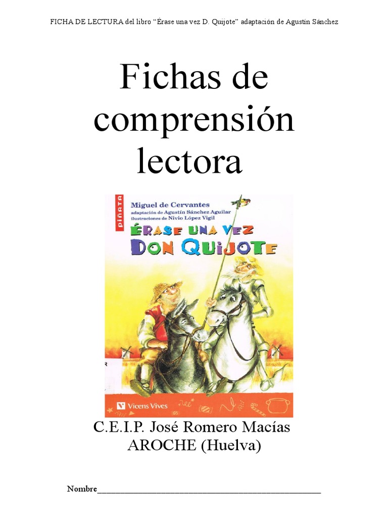Fichas de Comprension Erase Una Vez D. Quijote | Don Quijote | Don ...