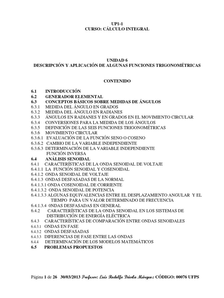 Descripción y Aplic. de Algunas Func. Trigon. | PDF | Funciones trigonométricas | Generador ...