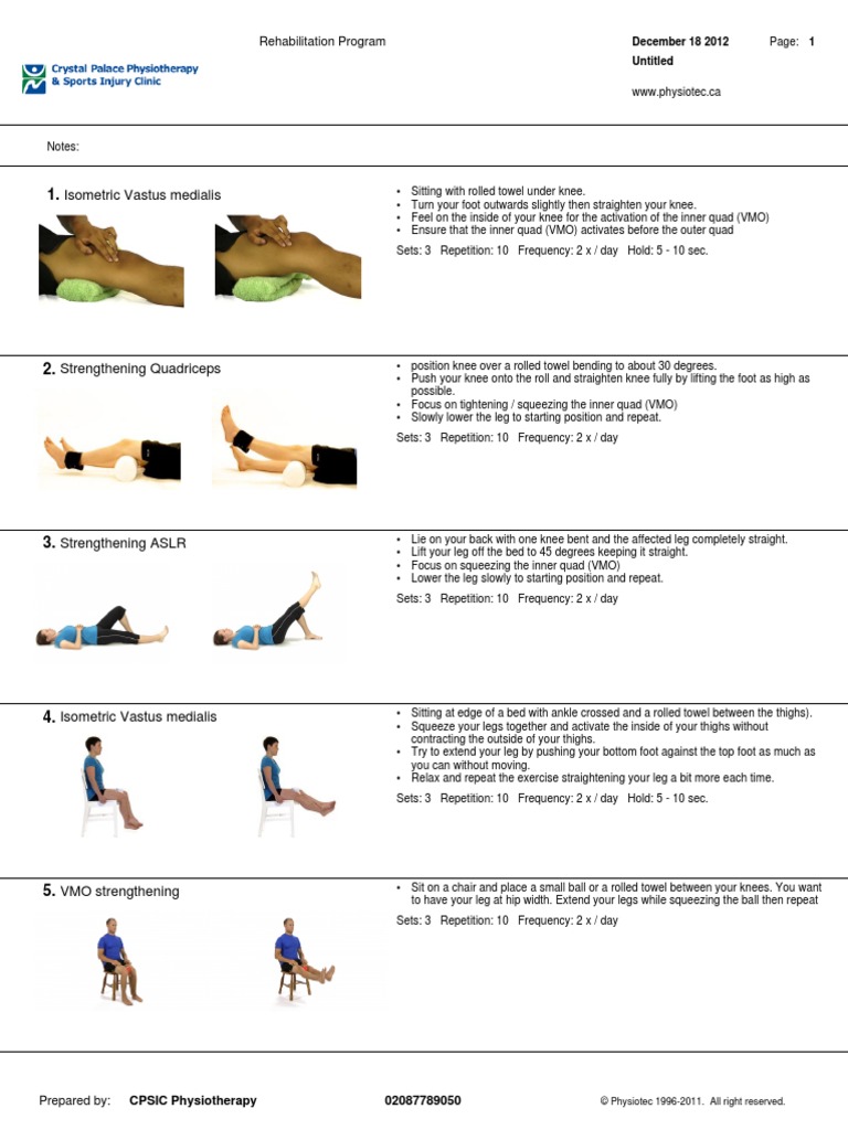 Exercises For VMO Strengthening | PDF | Knee | Foot