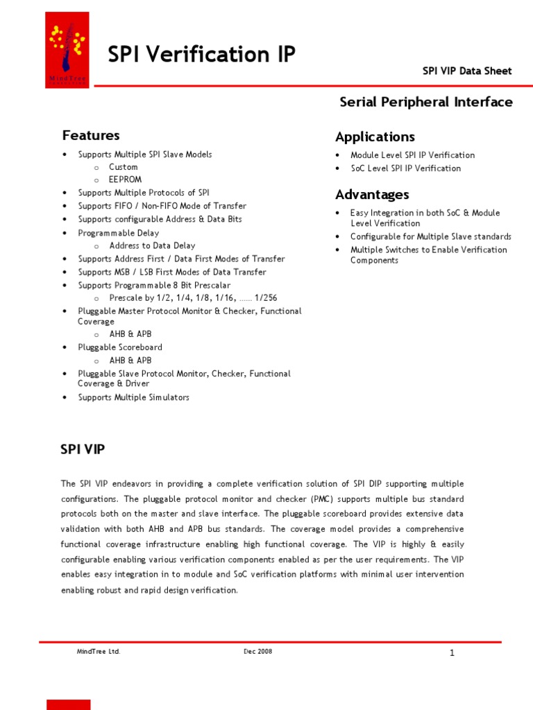 SPI Verification IP: Serial Peripheral Interface Features Applications ...