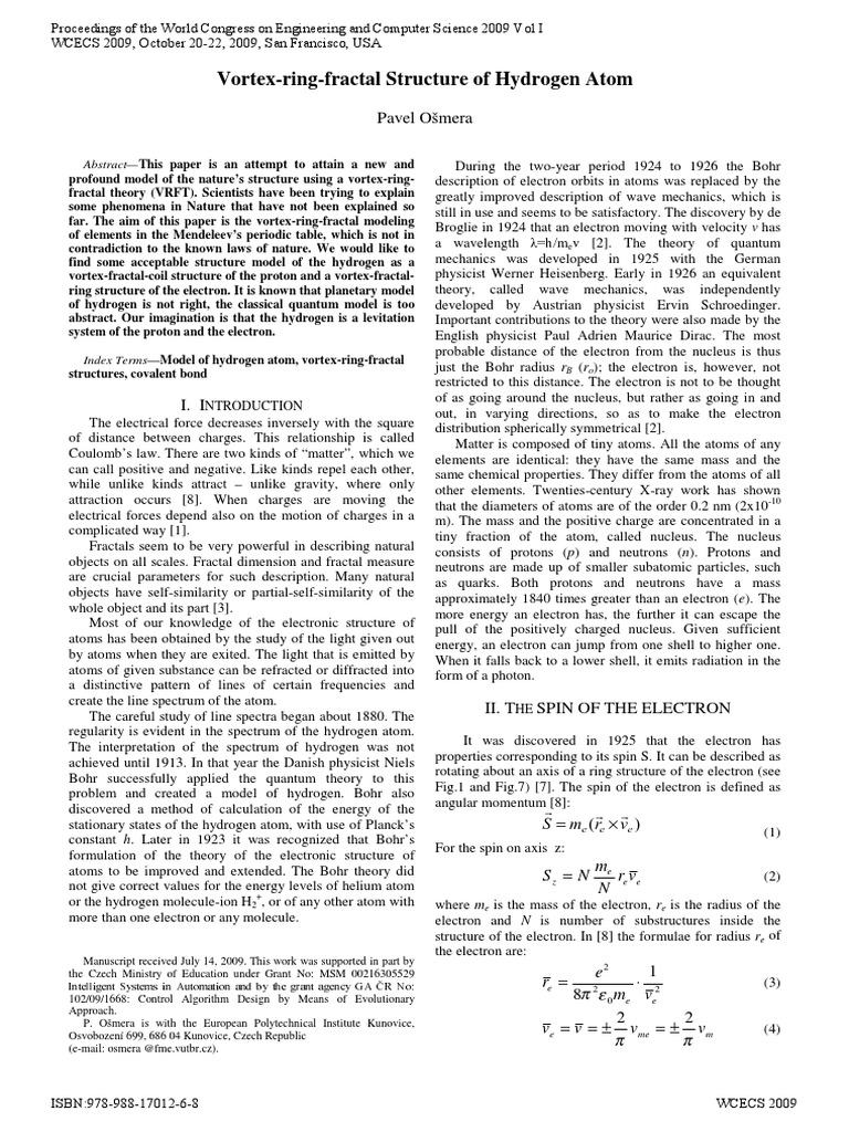 Vortex-Ring-Fractal Structure of Hydrogen Atom: Pavel Ošmera | PDF ...