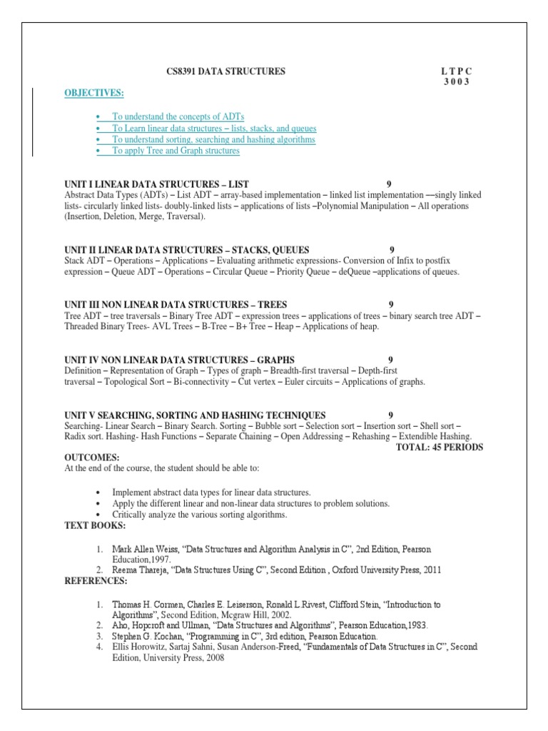 CS8391 Data Structures | PDF | Data Structure | Queue (Abstract Data Type)