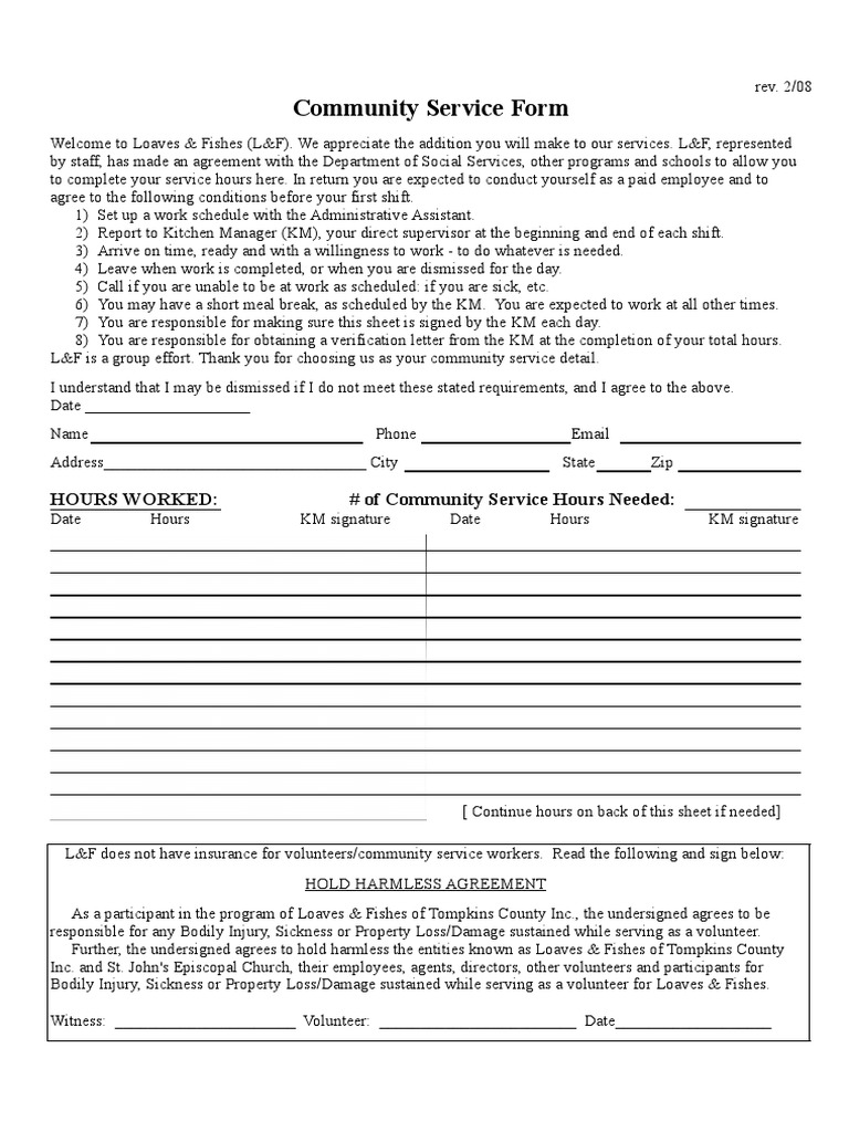 Community Service Agreement Template | PDF | Volunteering | Government