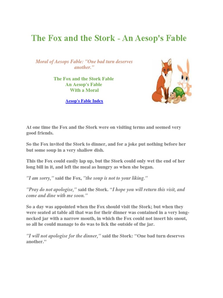 The Fox and The Stork | PDF