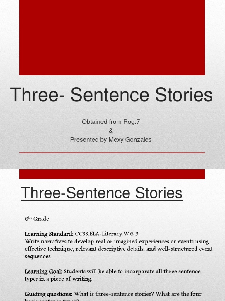 Three Sentence Stories | PDF | Question | Narrative