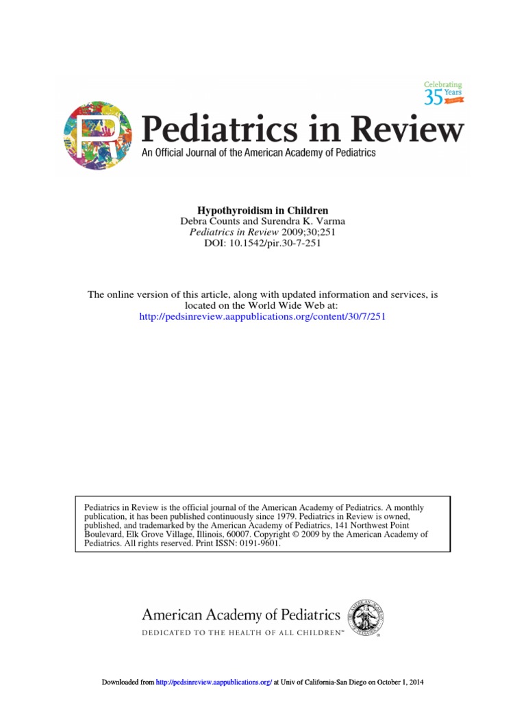 Pediatric in Review | PDF | Hypothyroidism | Thyroid Stimulating Hormone