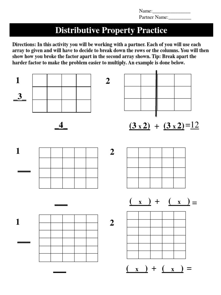 Distributive Property Practice Activity | PDF