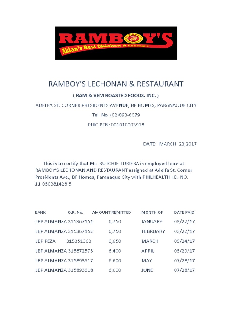 Certificate of Contribution Philhealth | PDF