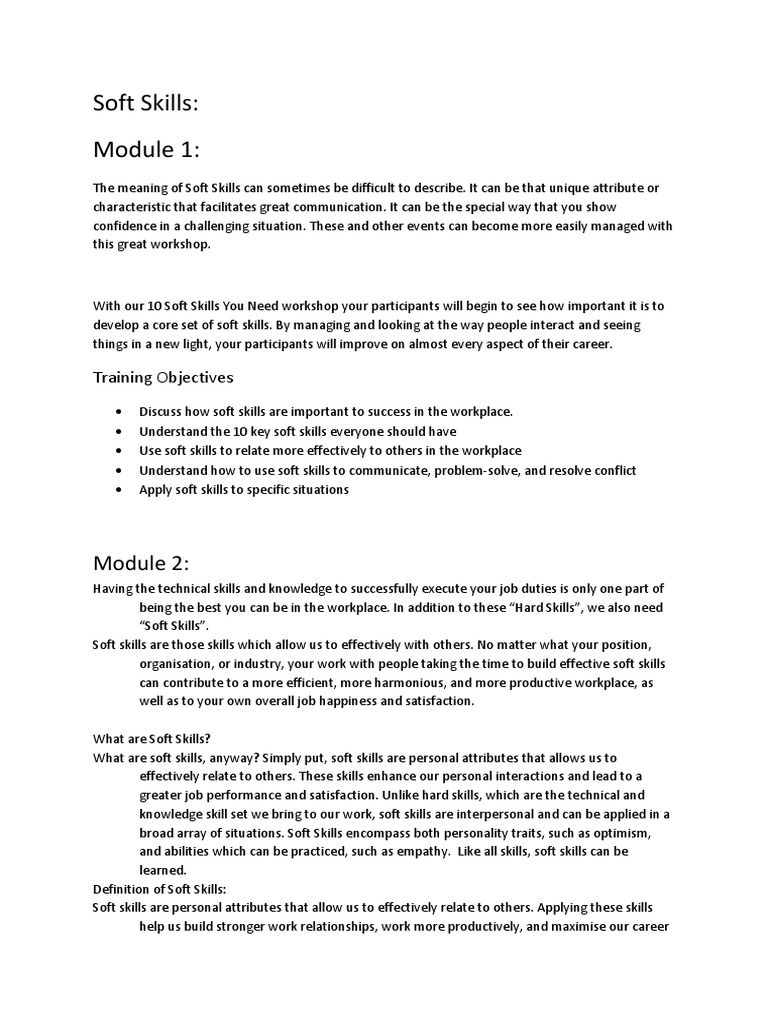 Soft Skills Introduction PDF | PDF | Emotional Intelligence | Skill