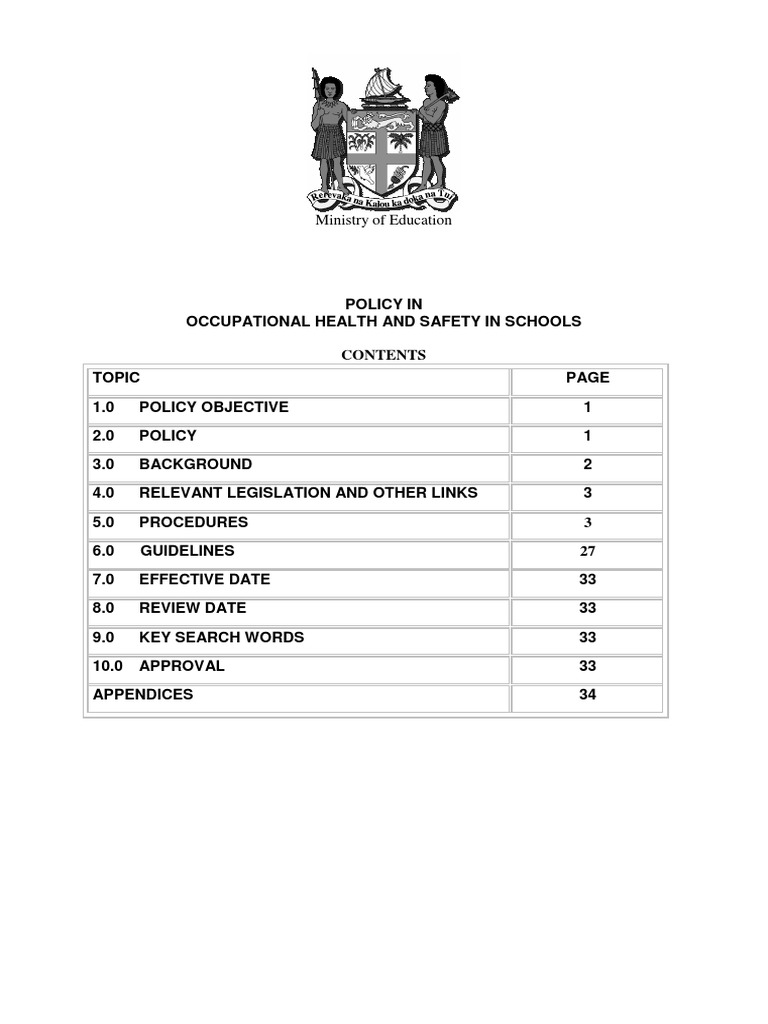 Fiji Policy in Ohs in Schools PDF | PDF | Occupational Safety And ...