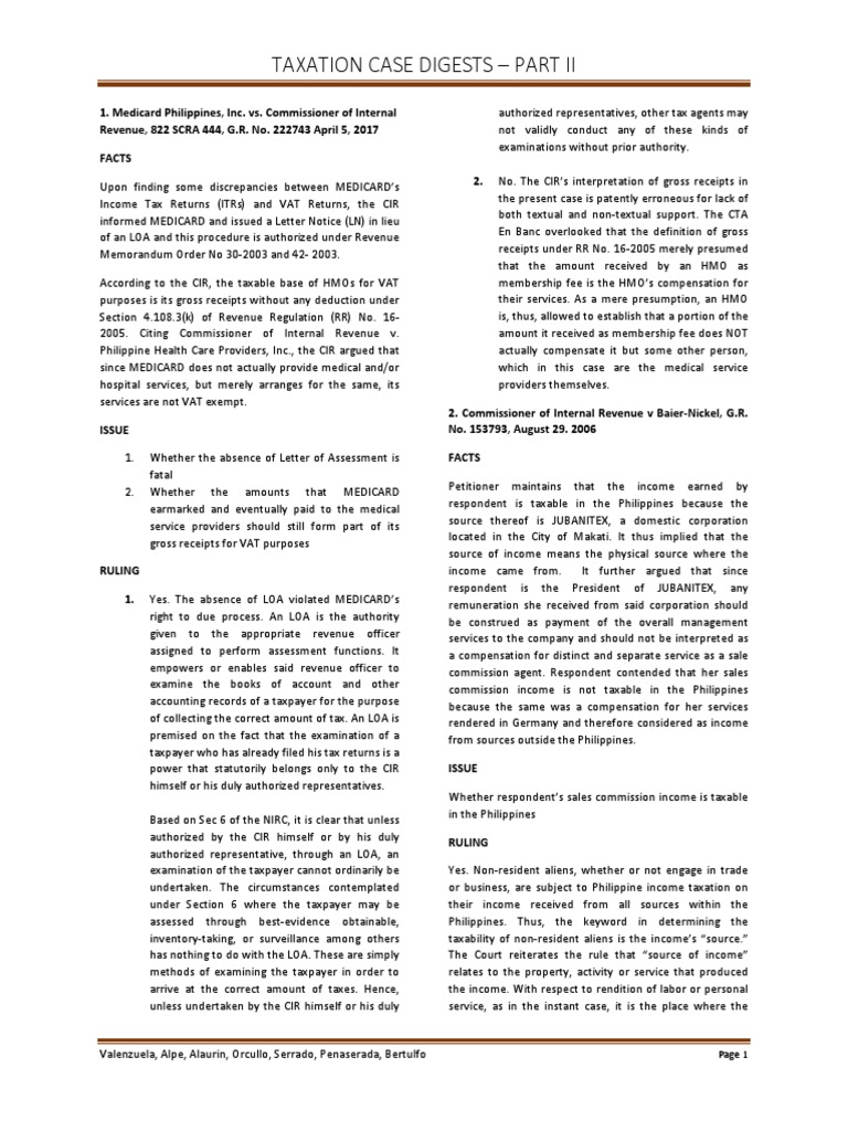 Taxation Case Digests Part II | PDF | Partnership | Taxes
