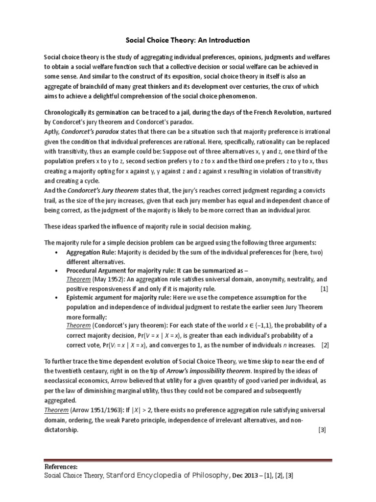 Social Choice Theory | PDF | Cognition | Economic Theories