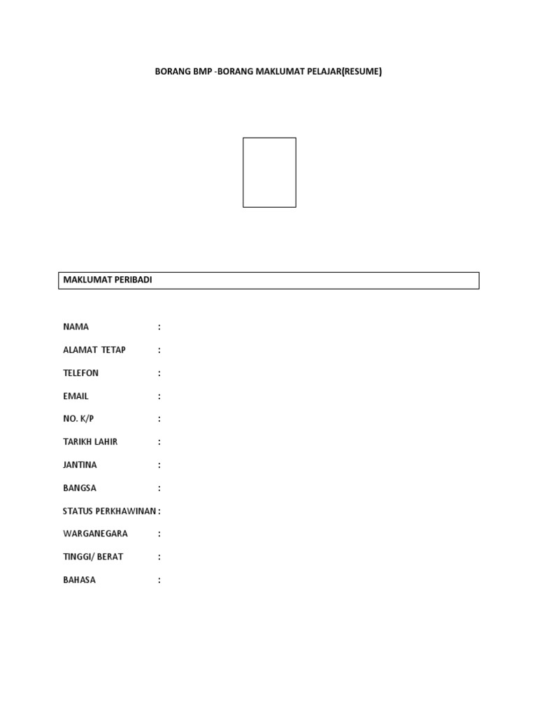 BORANG BMP-resume | PDF