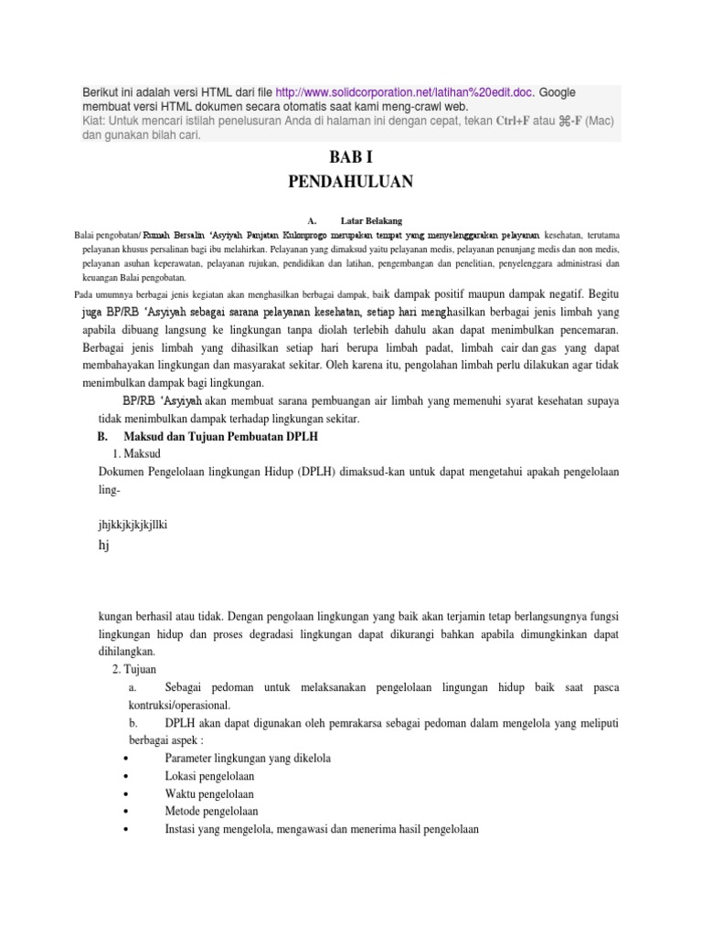 Contoh DPLH RS | PDF
