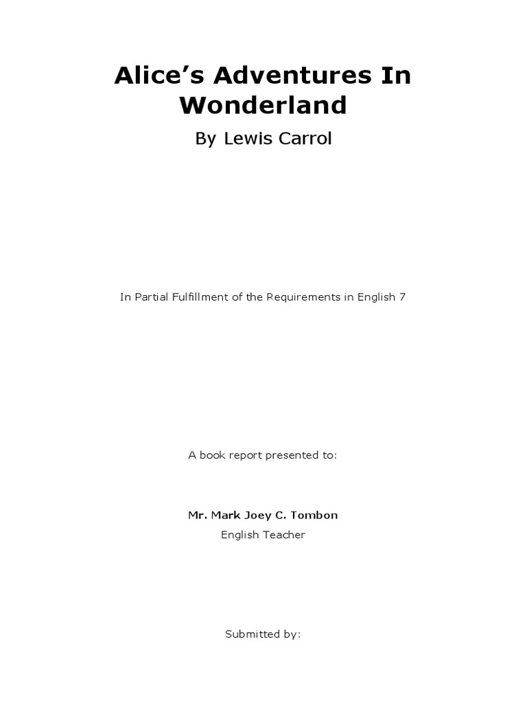 Alice's Adventures in Wonderland: by Lewis Carrol | PDF