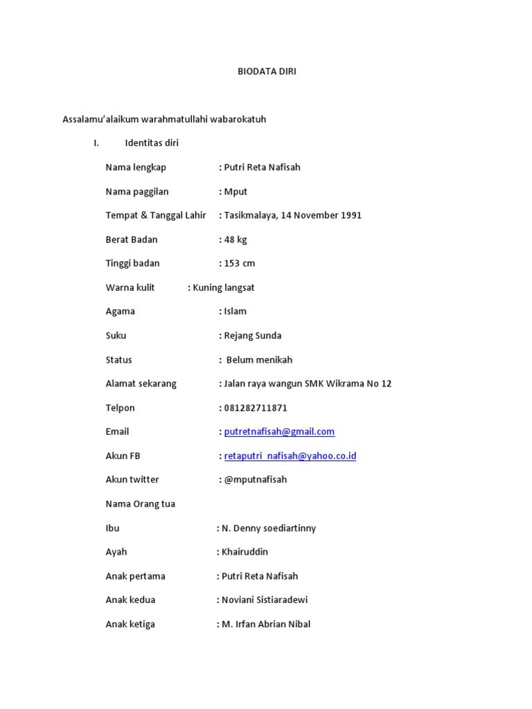 Biodata Diri-1 | PDF