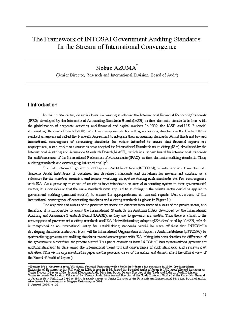 Intosai Framework Auditing Standard | PDF | Internal Control | Accounting