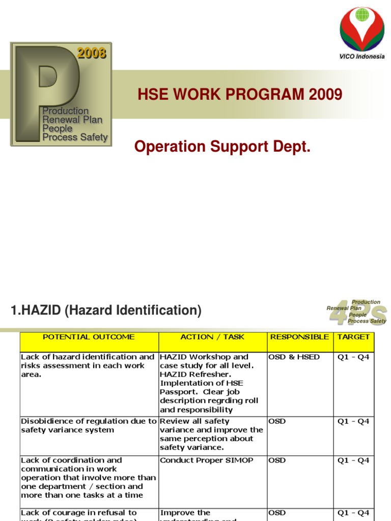OSD HSE Work Program 2009 | PDF | Prevention | Safety
