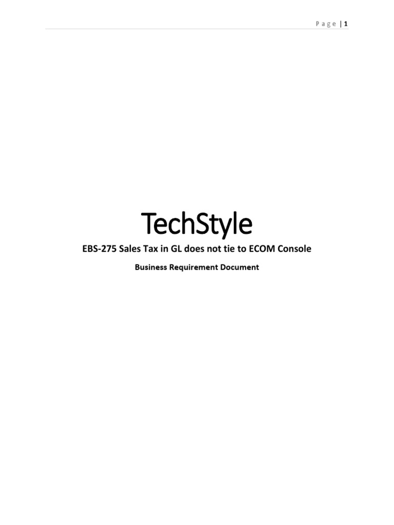 Techstyle: Ebs-275 Sales Tax in GL Does Not Tie To Ecom Console | PDF ...