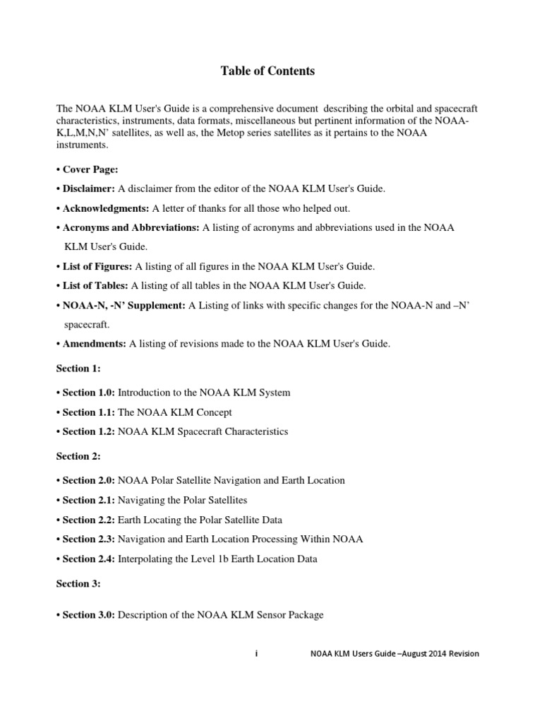 0.0 NOAA KLM Users Guide PDF | PDF | File Format | National Oceanic And ...
