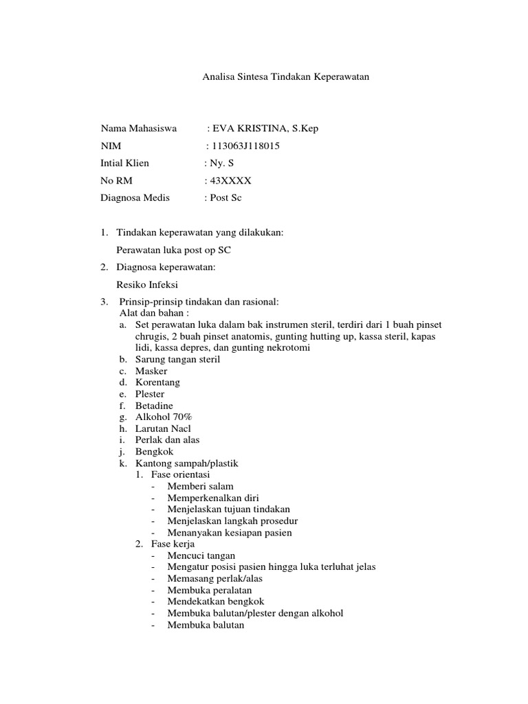 Perawatan Luka Post Operasi SC | PDF | Sains & Matematika