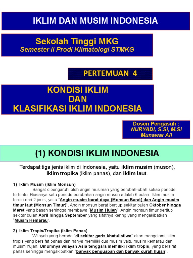 Klasifikasi Iklim Oldeman di Indonesia | PDF