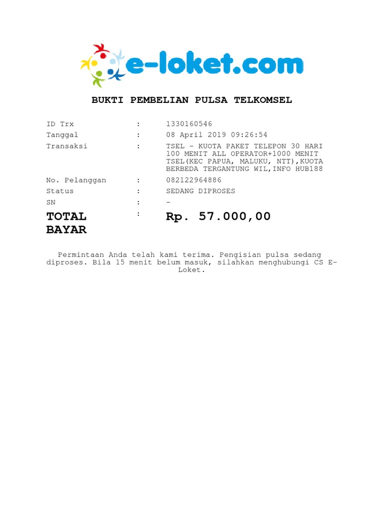 Bukti Pembelian Pulsa Telkomsel | PDF