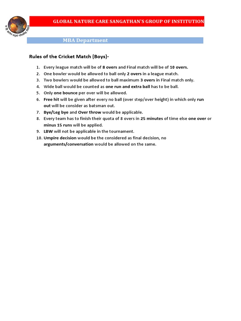 Cricket Rules | PDF | Bowling (Cricket) | Cricket