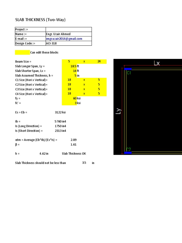 Slab Thickness Calculator for Two-Way Slabs | PDF