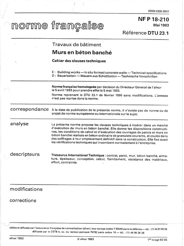 Dtu-23.1 Murs en Beton Banche | PDF